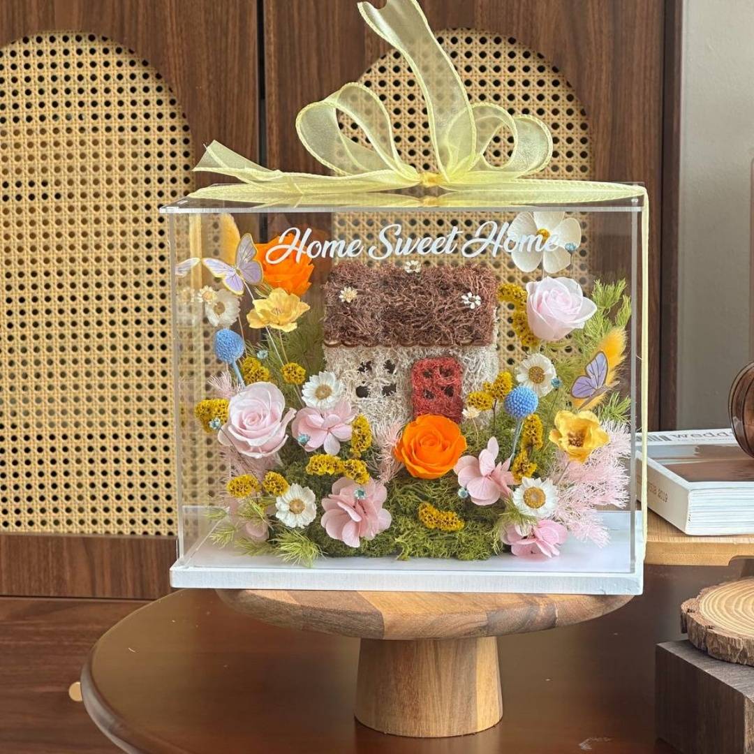 House Warming Preserved Flower Acrylic box l New House Flower Gift l ...